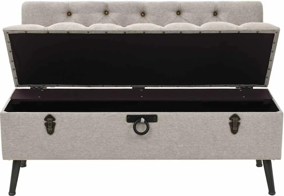 Úložná lavice s opěradlem 110 cm krémová textil 339298