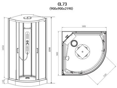 MONTÁŽ BEZ SILIKONU - Sprchový box SKY 1 90x90x225 (CL73)
