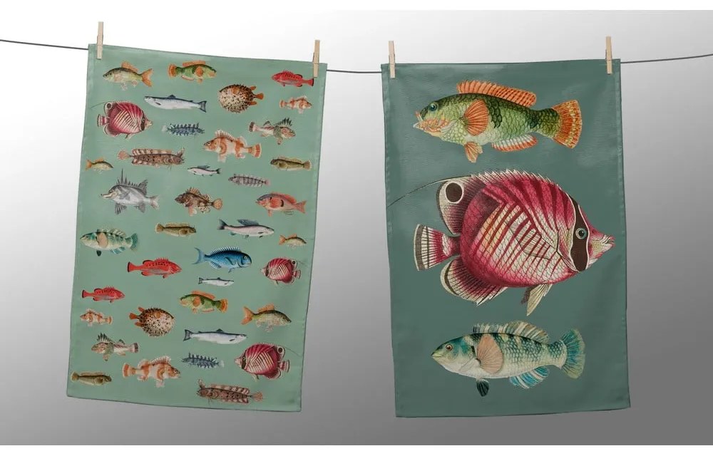 Utěrky v sadě 2 ks 47x65 cm Fish in the Ocean – Really Nice Things