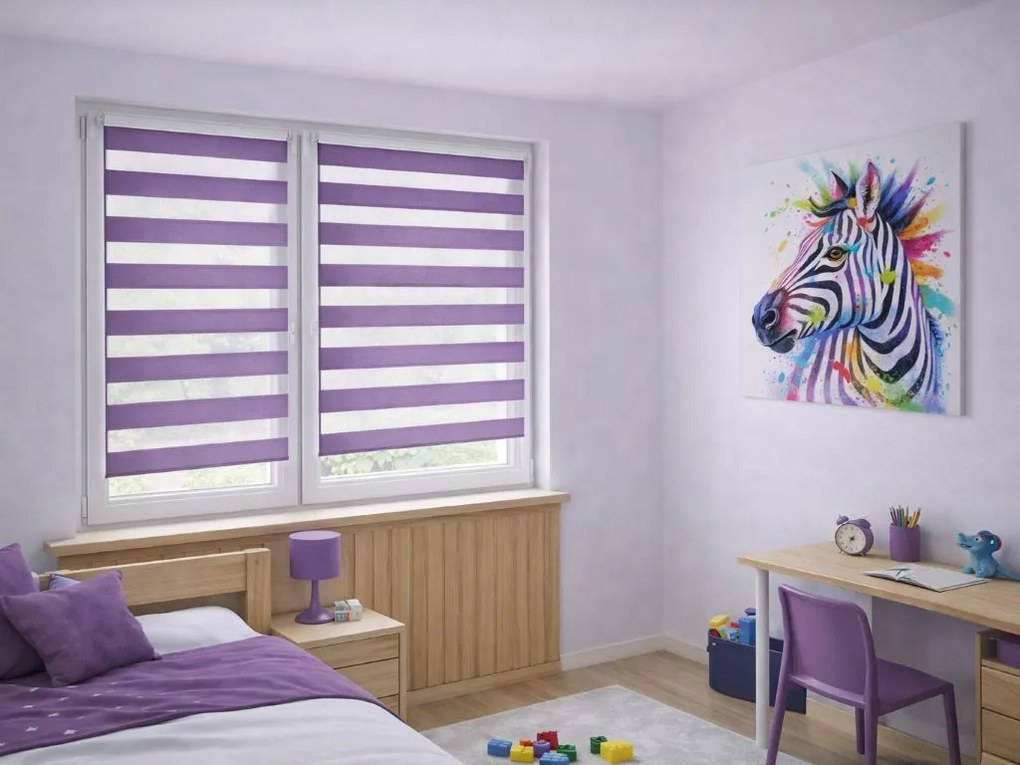 ZEBRA-SHOP Roleta DEN A NOC / MINI / STANDARD / fialová / BH 09 Barva mechanizmu: bílá, Výška: 220, Šířka: 50
