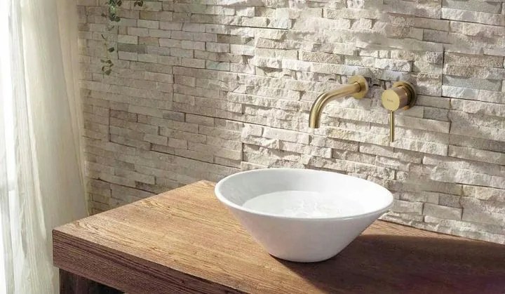 Rea Lungo, umyvadlová podomítková baterie + BOX, zlatá matná, REA-B8652