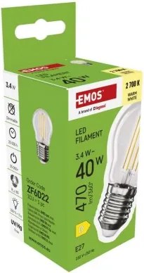 Emos lighting LED žárovka Filament Mini Globe / E27 / 3,4 W (40 W) / 470 lm / teplá bílá 1525743210
