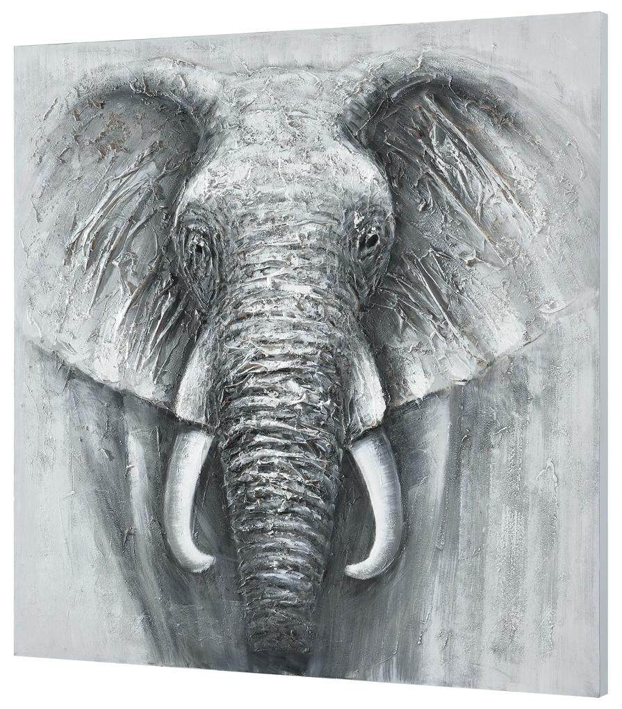 [art.work] Ručně malovaný obraz - slon 5 - plátno napnuté na rámu - 100x100x3,8 cm