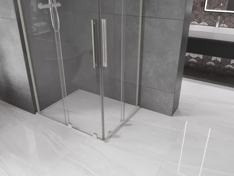 Mexen Velar L Duo, sprchový kout s posuvnými dveřmi 100 x 90 cm, 8mm čiré sklo, broušená ocel, 871-100-090-02-03-97