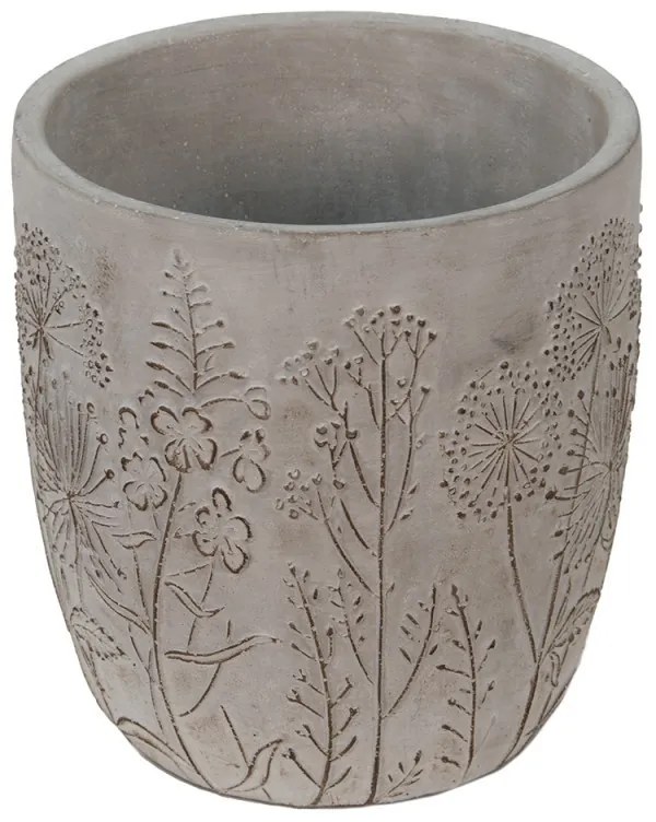 Šedý cementový obal na květináč s lučními květy Wildflowers - Ø16*18cm