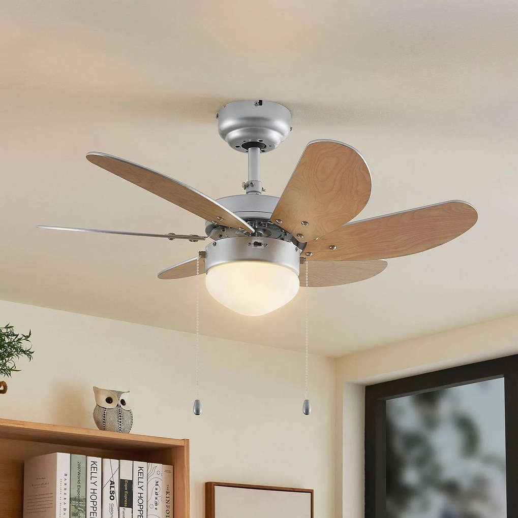 Stropní ventilátor Starluna s osvětlením Minja silver quiet 78 cm