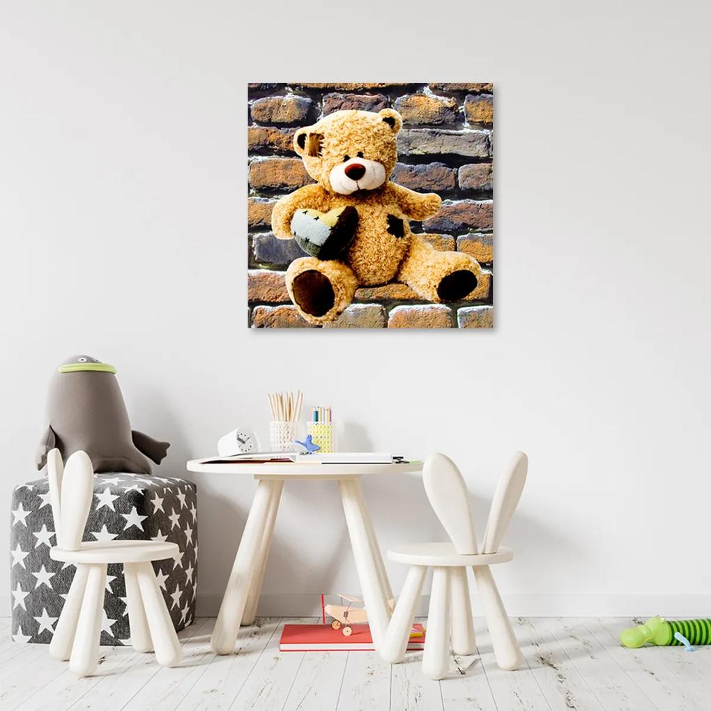 Obraz na plátně, Medvídek se srdcem - 40x40 cm
