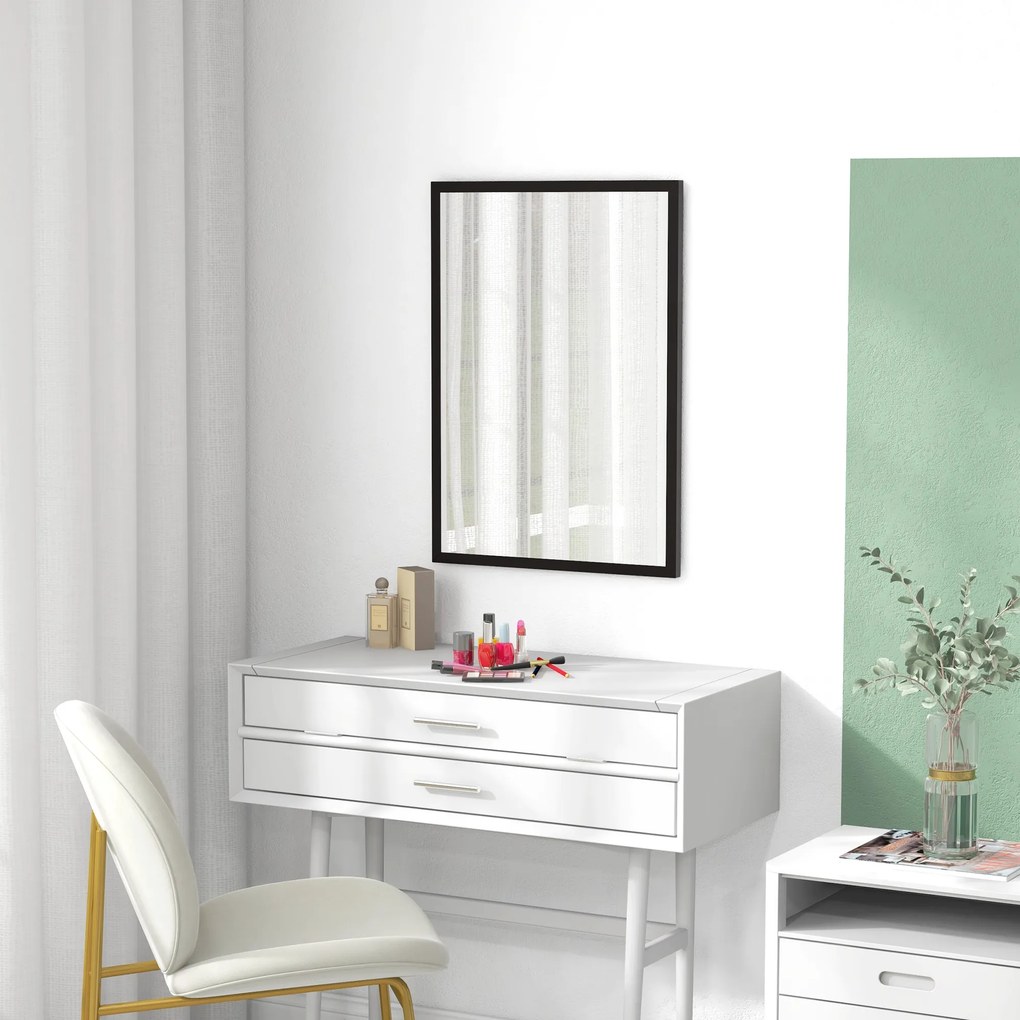 HOMCOM Obdélníkové zrcadlo - Zrcadlo do koupelny 50x70 cm - Dekorativní nástěnné zrcadlo do obývacího pokoje, předsíně, chodby - Horizontální nebo ve…