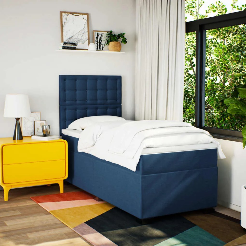 Box spring postel s matrací modrá 80x200 cm textil 3292635