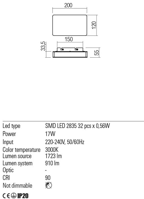 Redo Nástěnné LED svítidlo Tablet, d: 20cm Barva: Černá