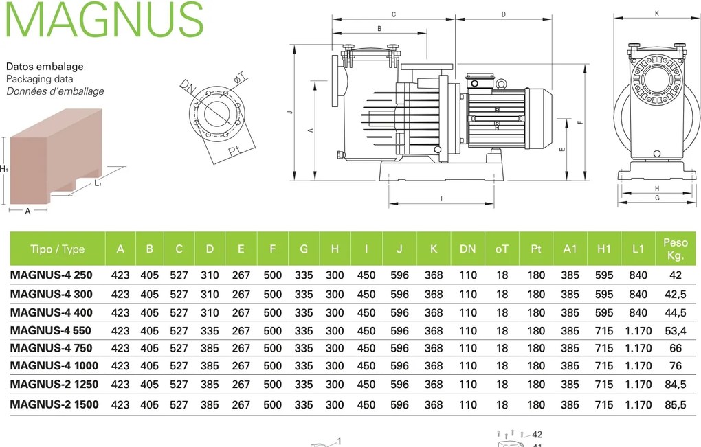Vagnerpool Magnus 1000 - 400V, 126 m³/h, plastová turbína 7,50 kW