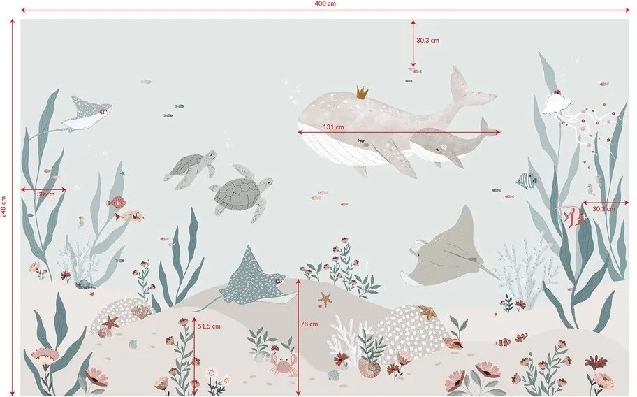 Dětská tapeta 400 cm x 248 cm Dreamy Seabed – Lilipinso