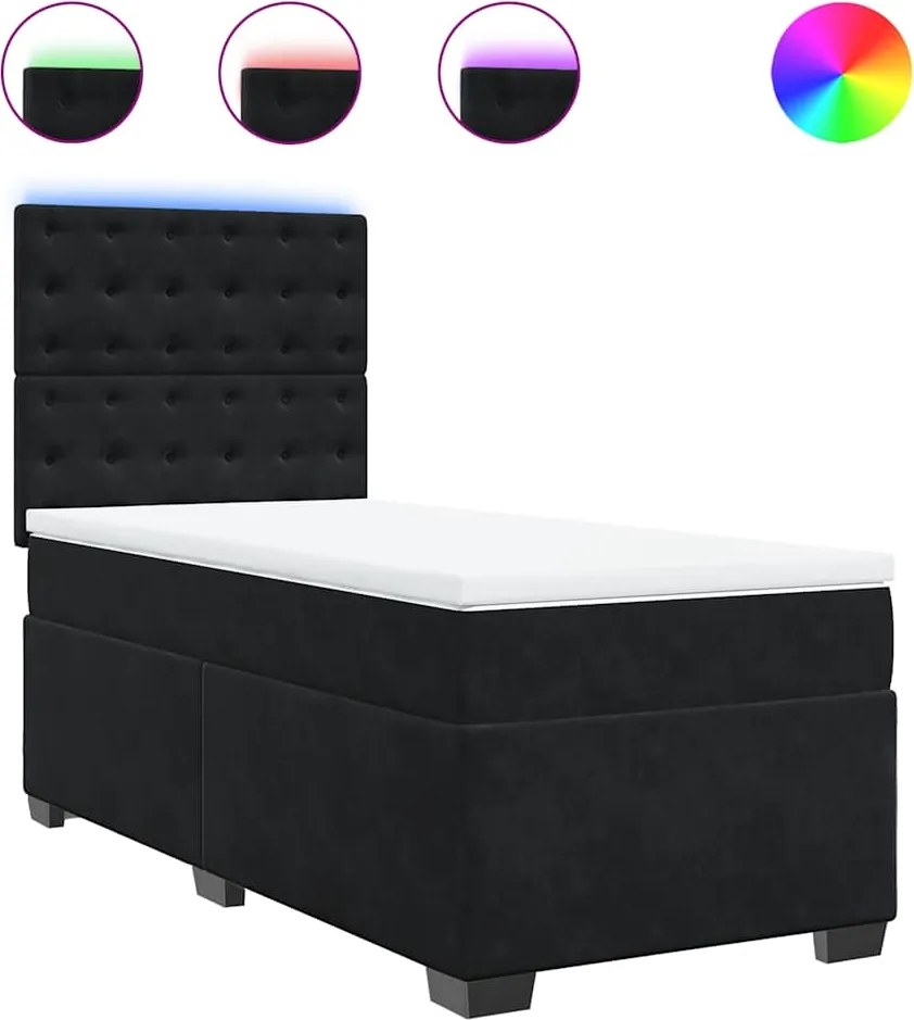 Box spring postel s matrací černá 80 x 200 cm samet 3293076