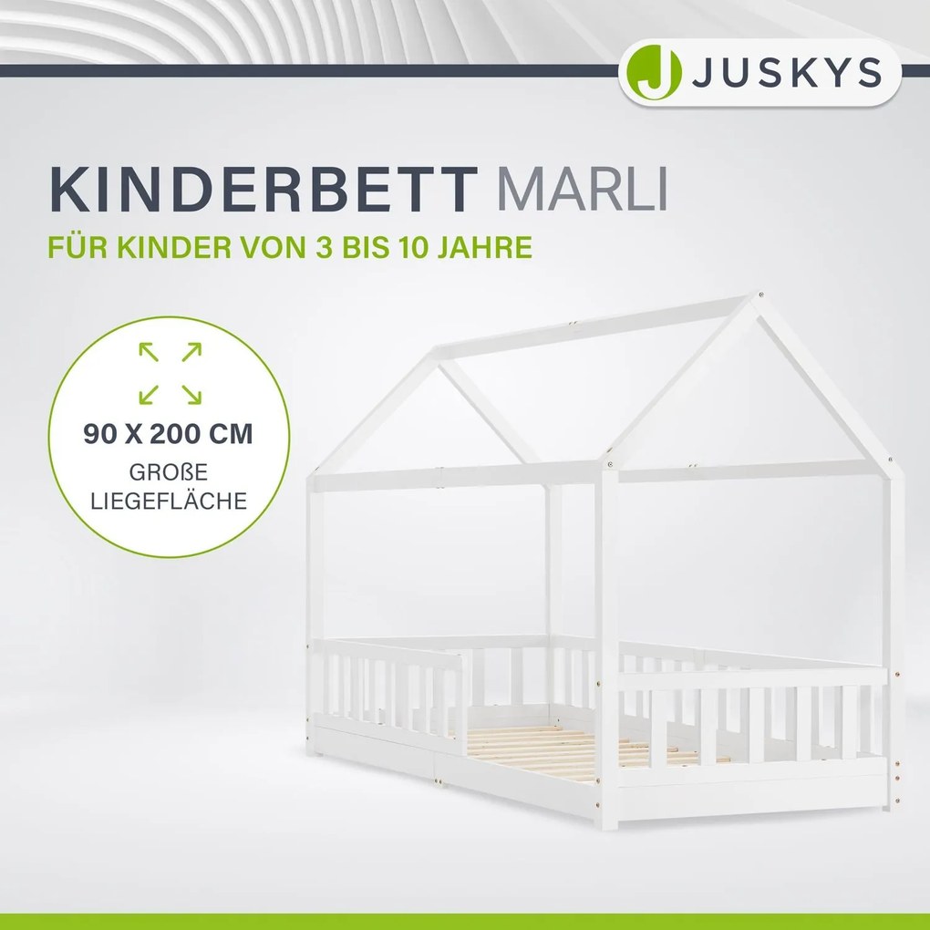 Juskys Dětská domečková postel Marli 90 × 200 cm Barva: přírodní, Velikost: 90 × 200 cm