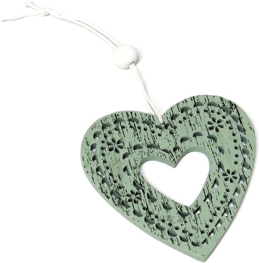 Srdce azurovo-zelené  7,5x8cm