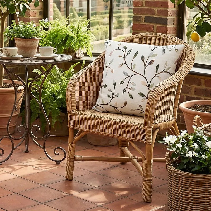 SCANquilt povlak SOFAS multi leaves bílokhaki 45 x 45 cm