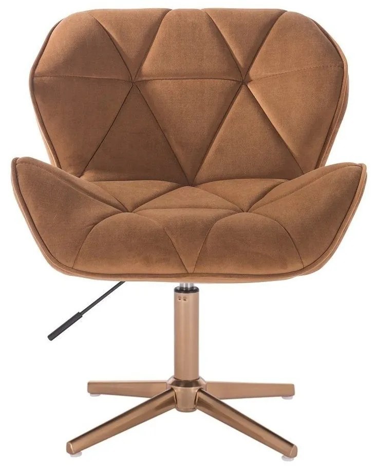 LuxuryForm DESIGN Otočná židle MILANO VELUR na zlatém kříži - medová