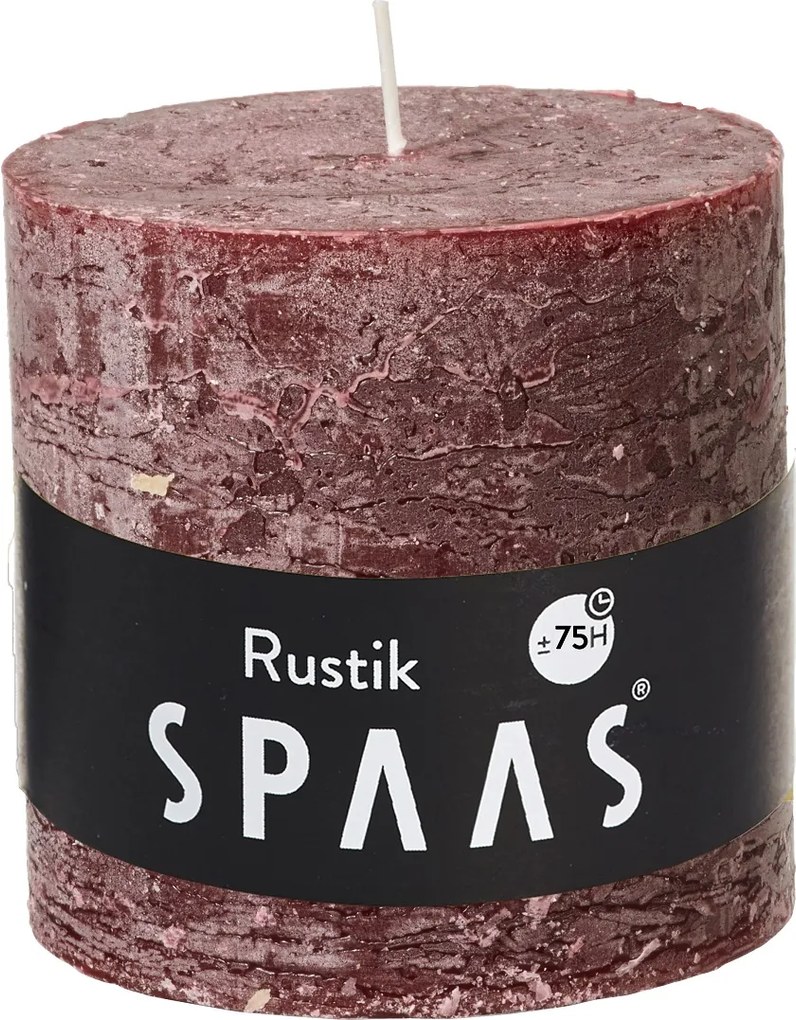 SPAAS Svíčka válec rustikální 10x10cm tm.červená