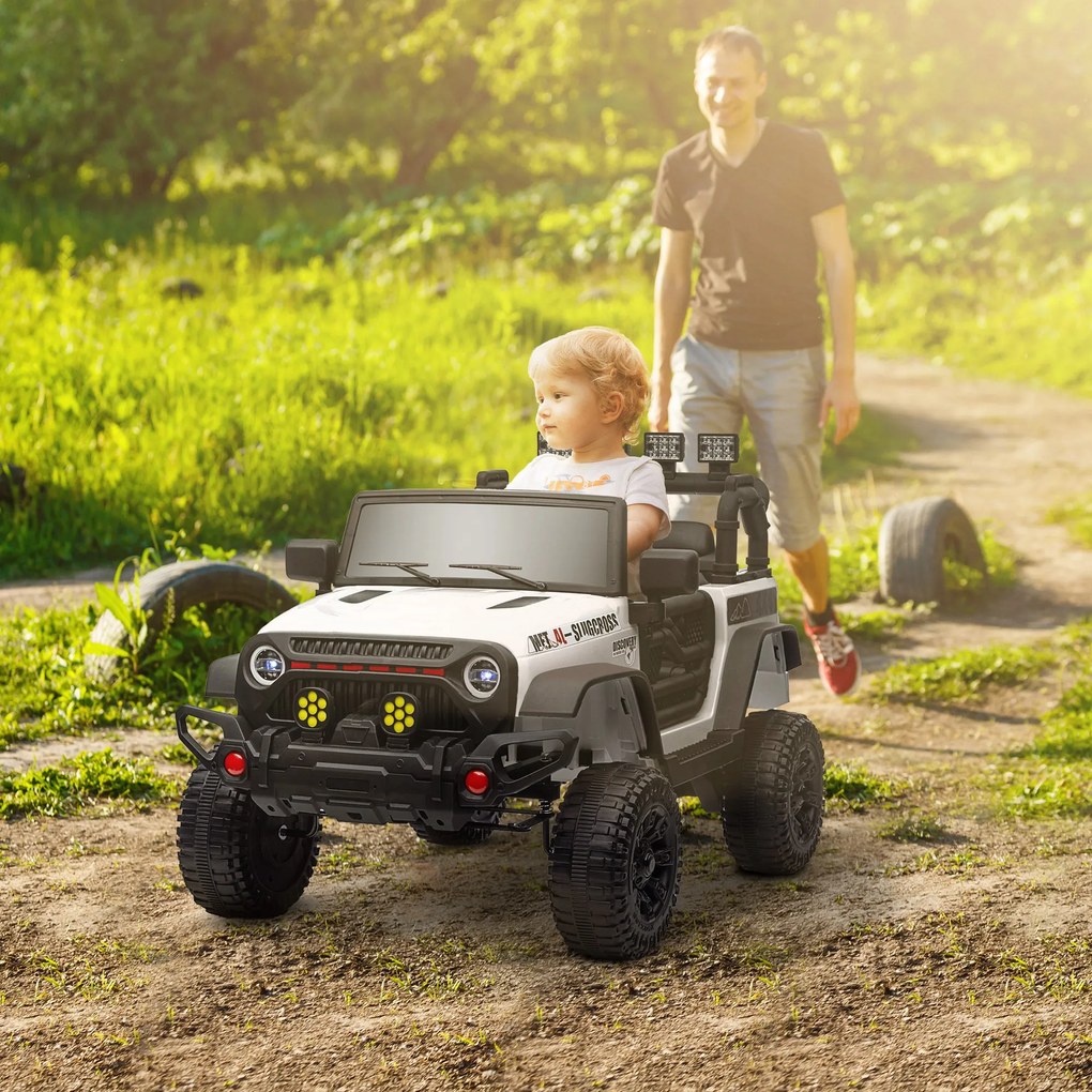 Dětské elektrické auto AIYAPLAY +3 roky - Čtyřkolka do všech terénů s 12V baterií, dálkovým ovládáním, tlumenými koly, Bluetooth, LED světlomety, houk