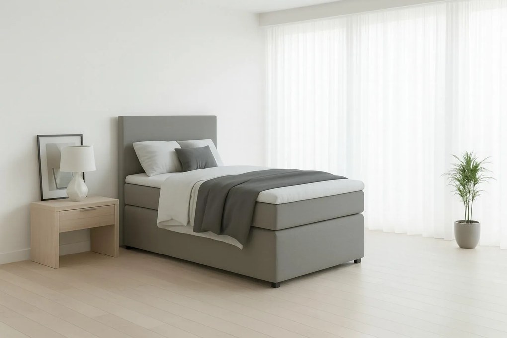 XXXLutz POSTEL BOXSPRING, 90/200 cm, šedá MID.YOU - Jednolůžkové postele - 000044002904