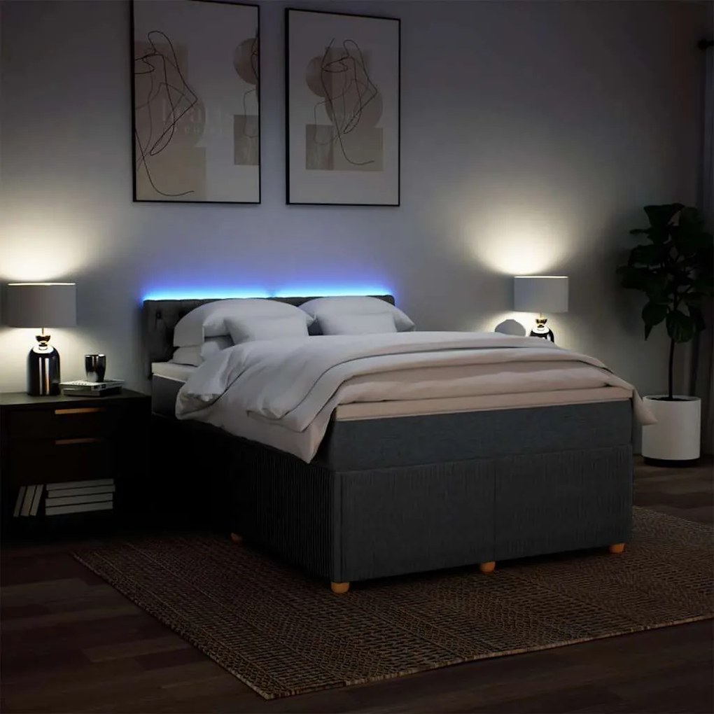 Box spring postel s matrací tmavě šedá 140x200 cm textil 3289787