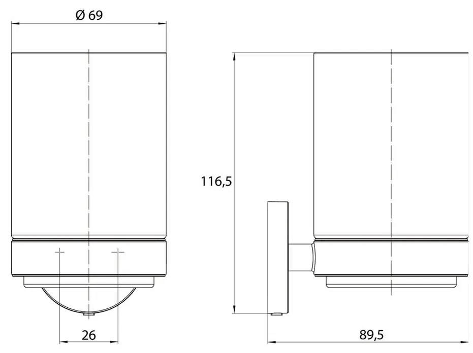 Emco Round - Držák s pohárem, montáž pomocí lepení nebo vrtání, černá 432013300