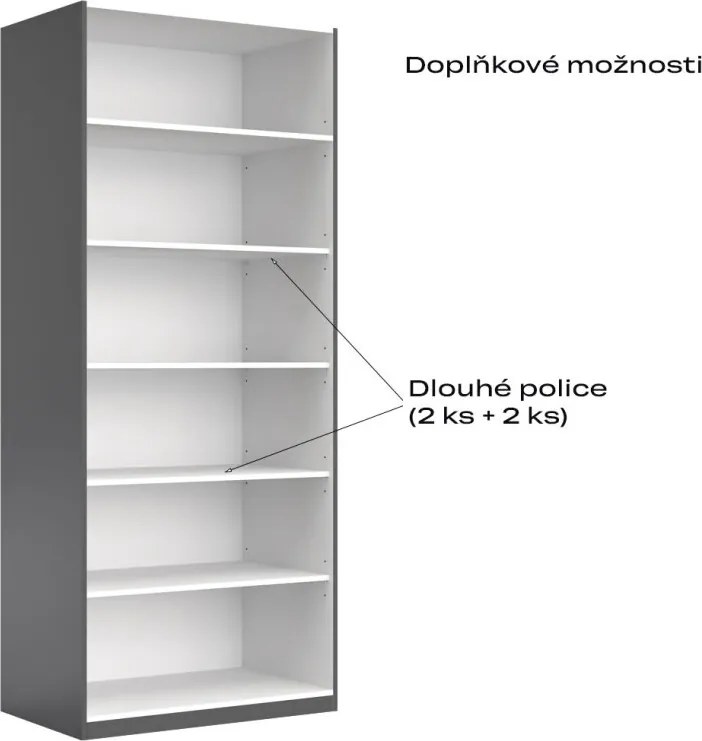 Skříň 2dveřová bez zrcadel série N, grafit Dominika