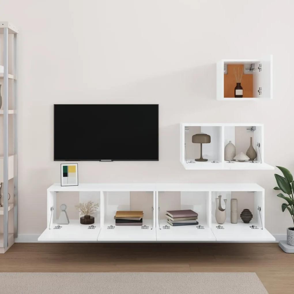 4dílný set TV skříněk bílý s vysokým leskem kompozitní dřevo - Default Title