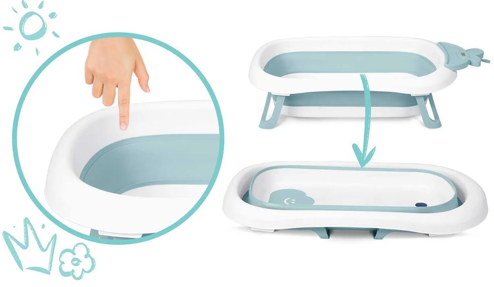 Ricokids Dětská vanička s teploměrem RK-282 bílá a modrá