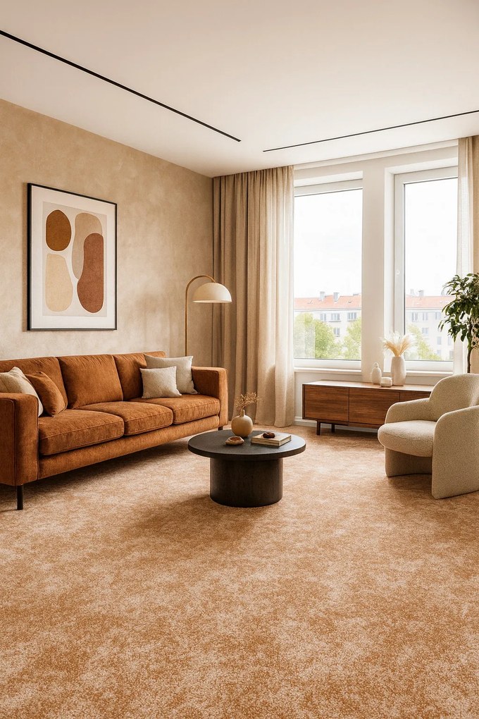 Condor Carpets, Metrážový koberec Serena 6632, na míru, šíře 5m, oranžová, filc, ložnice