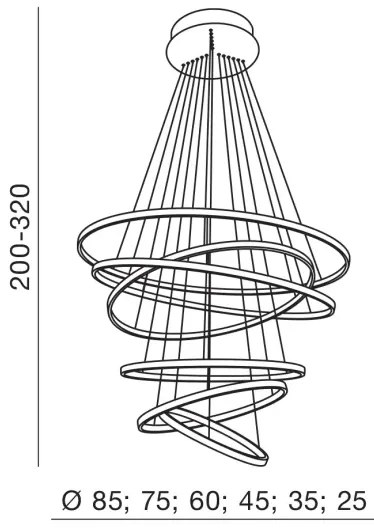 Luxusní lustr Wheel 6 Long Dimm zlaté