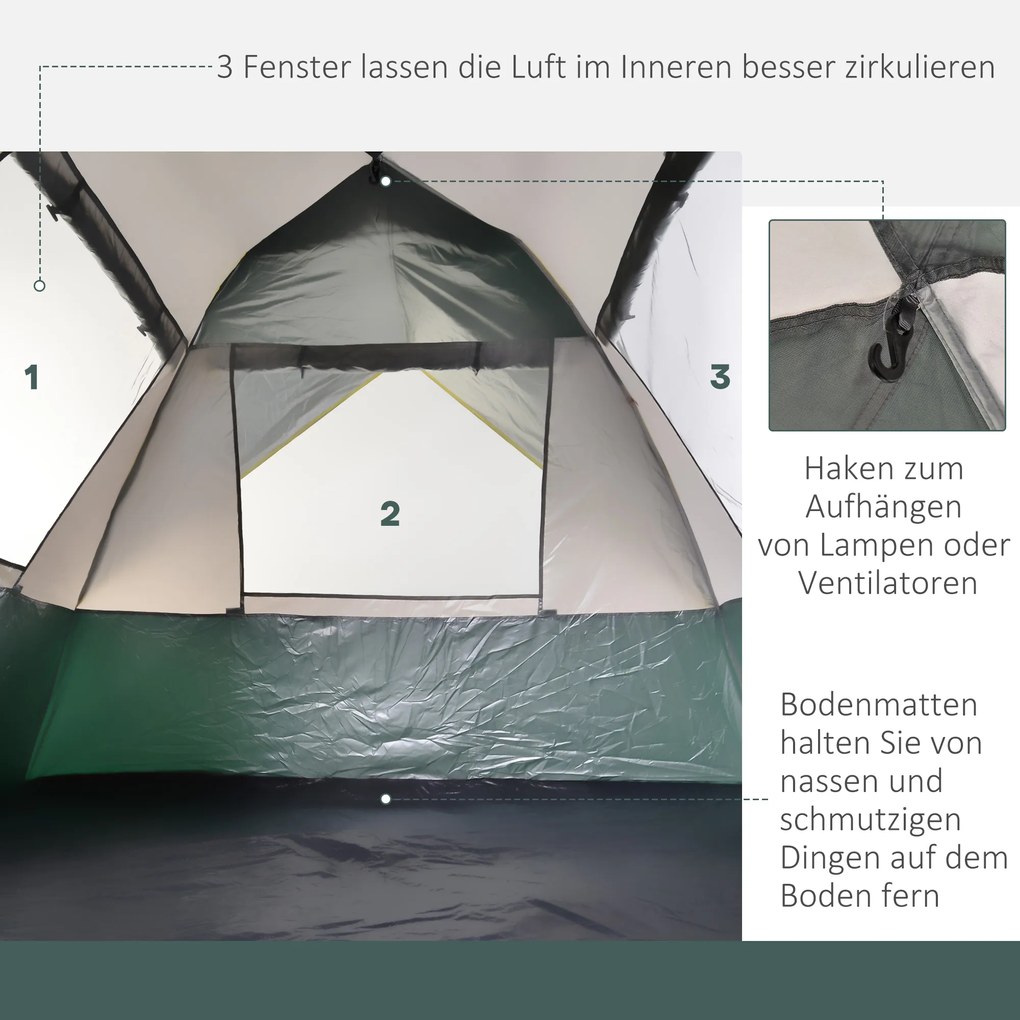 Outsunny kopulový stan pro 3 osoby polyester zelený 205x195x135cm kolíky | Aosom