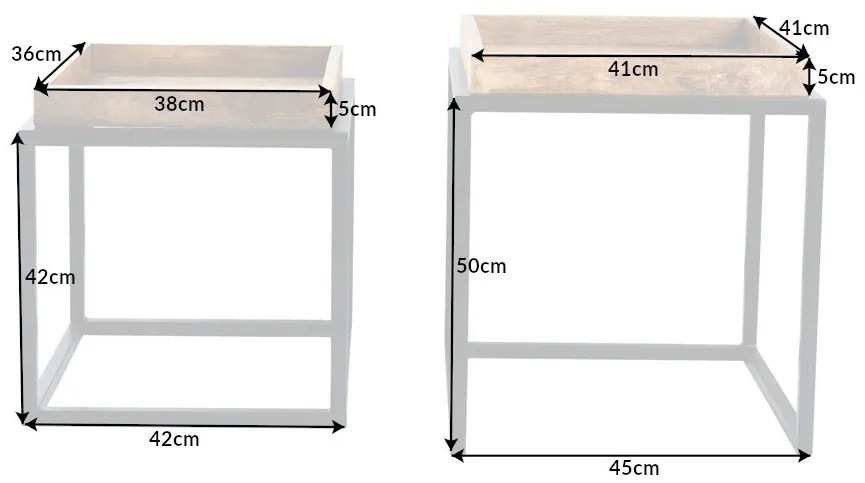 Sada odkladacích stolíkov Paxley 45 cm mango