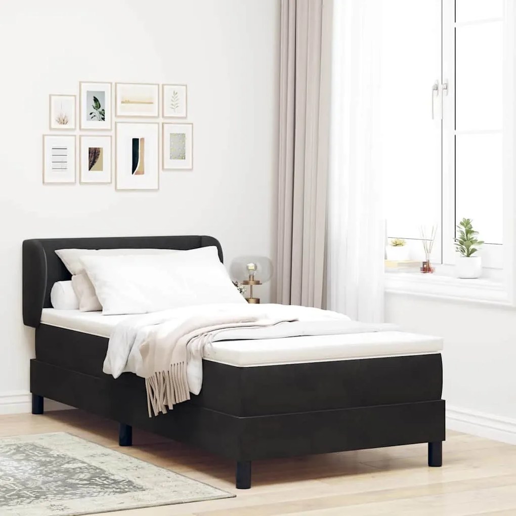 Postel s boxspringem s čelo Černá 100 x 200 cm samet 3340378
