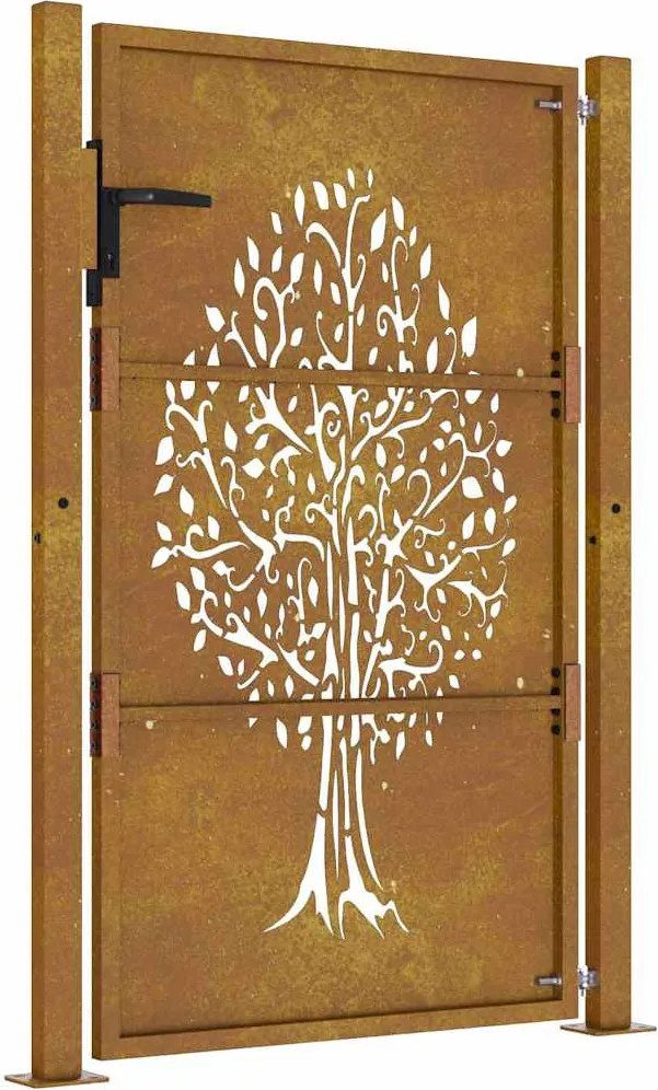 Zahradní branka 100 x 125 cm z cortenové oceli, design stromu 153162