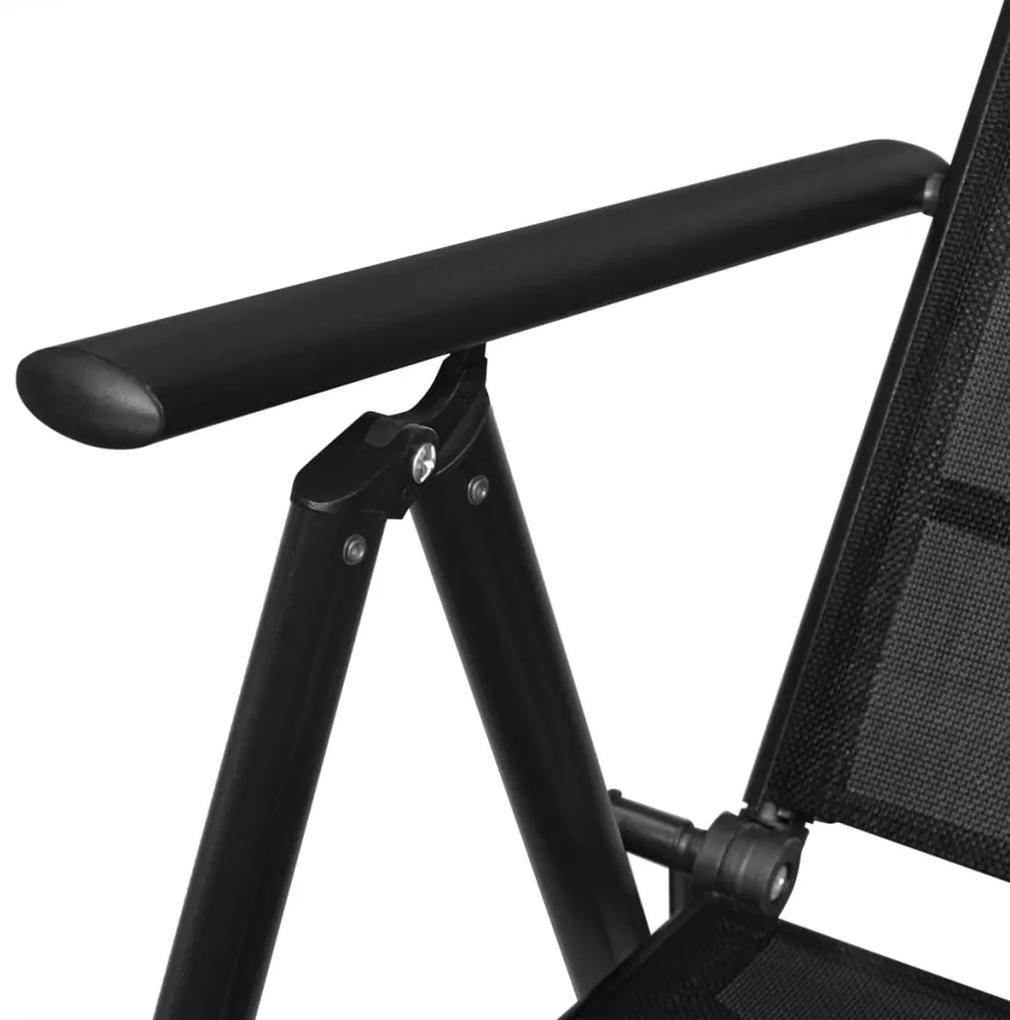 Skládací zahradní židle 4 ks hliník a textilen černé - Default Title