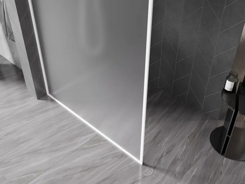 Mexen, Mexen Kioto-XF sprchová stěna s rámem 130 x 202 cm, matná 10 mm, bílá - 800-130-104-20-30-X