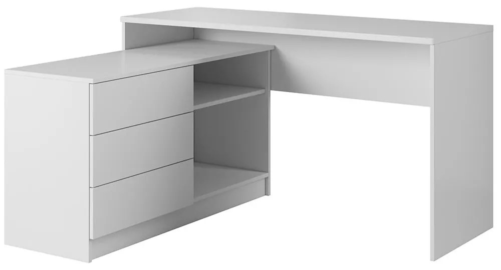 Psací stůl TEO + komoda | 138,2 cm  | UNI provedení | bílá mat
