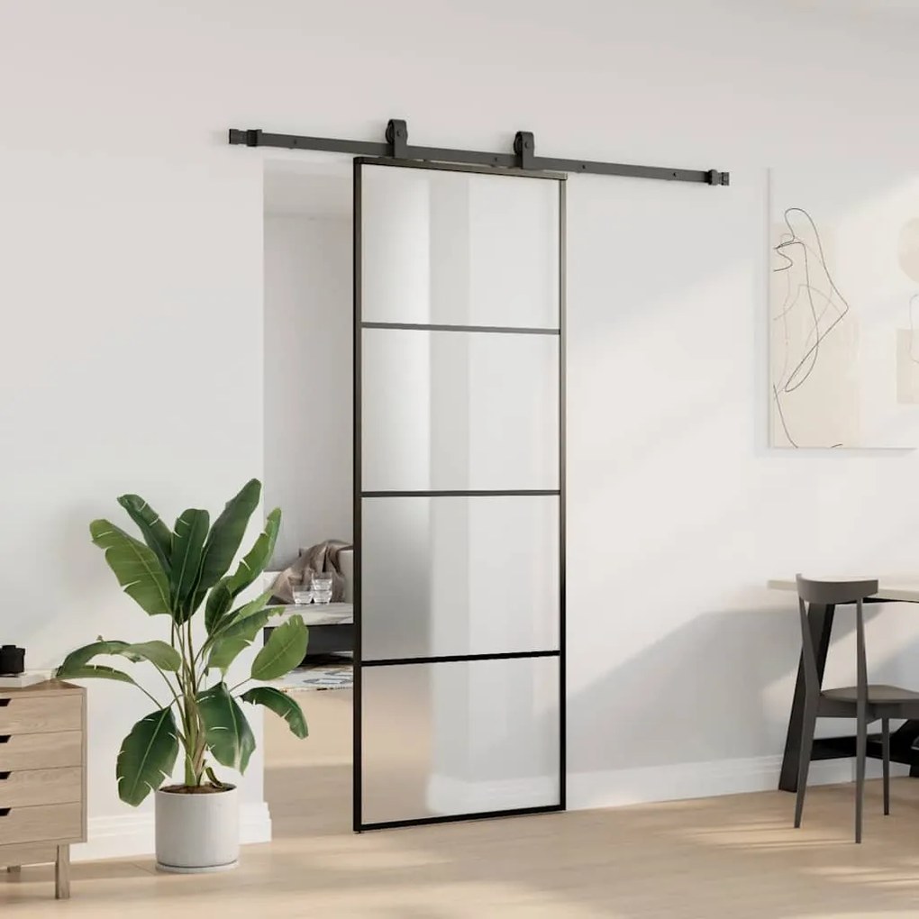 Posuvné dveře se sadou kování černé 76x205 cm ESG Glass 3375797