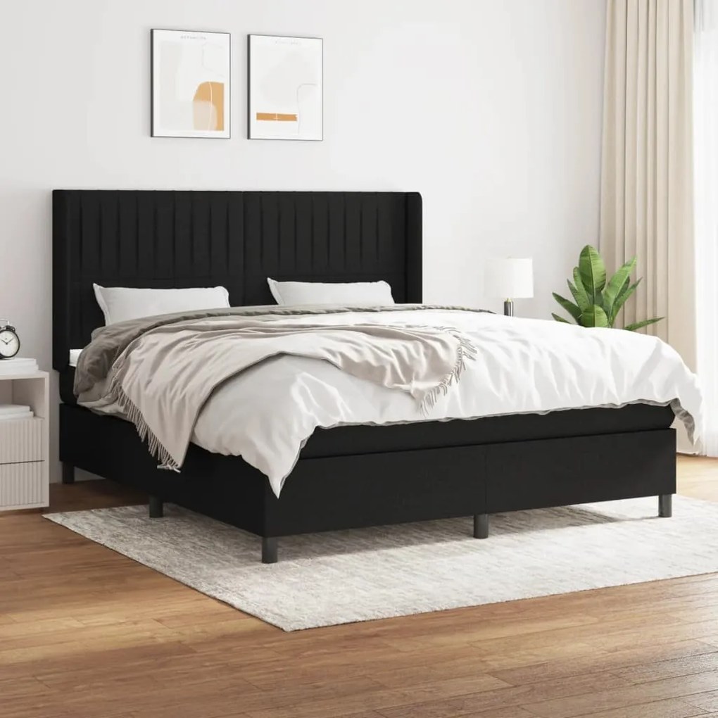 Box spring postel s matrací černá 160x200 cm textil 3131603