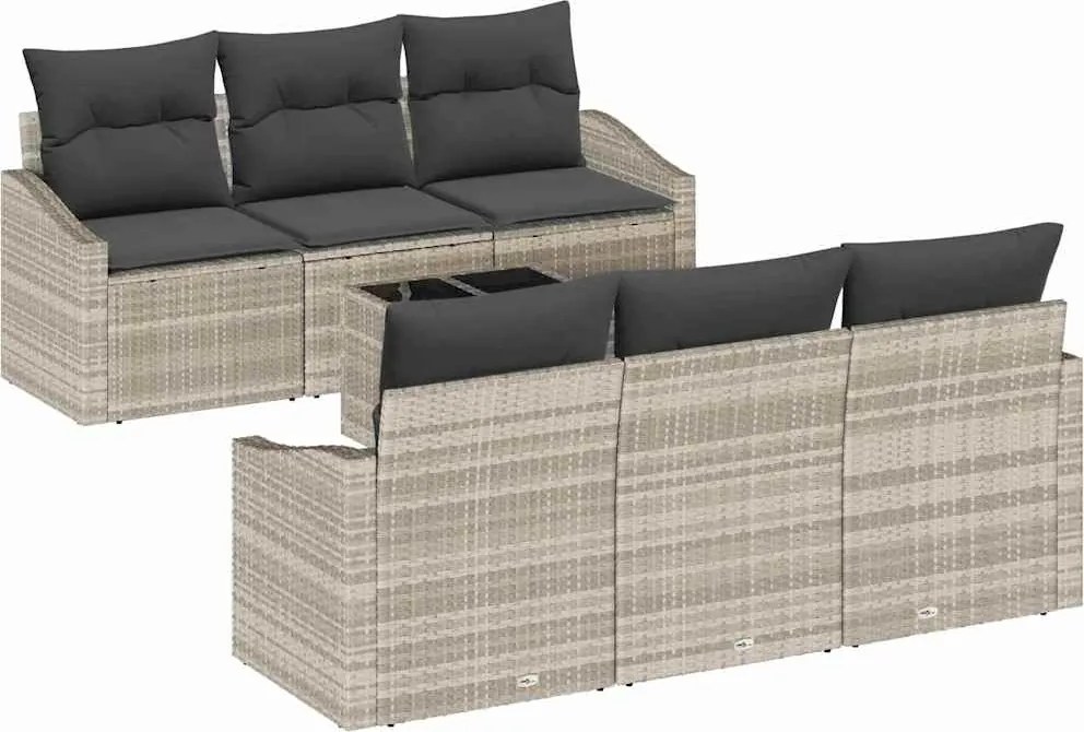 Set pohovek 7 ks Světle šedá polyratan 3346612