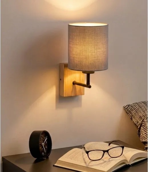 BRILAGI - Nástěnná lampa NUBILA WOOD 1xE27/25W/230V dub/černá/sv. šedá