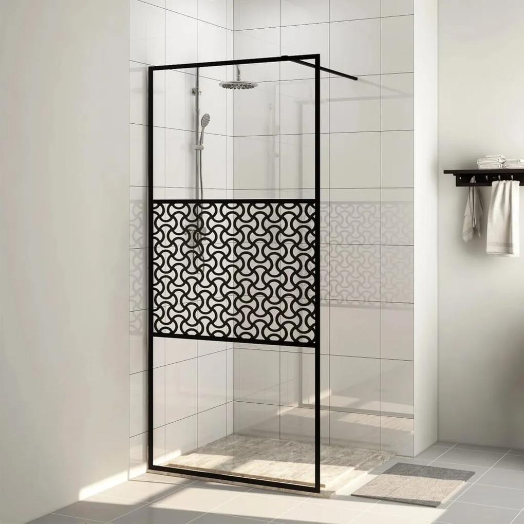 vidaXL Zástěna do průchozí sprchy čiré ESG sklo 90 x 195 cm černá