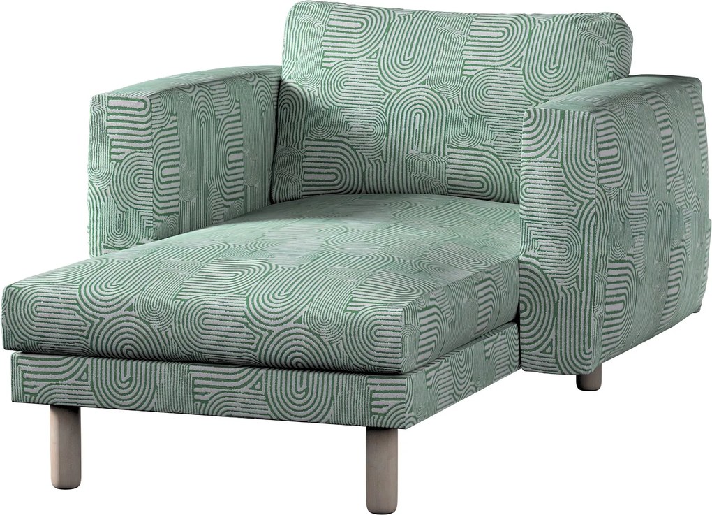 Potah na IKEA Norsborg šezlong s loketními opěrkami barva zelená látka pletený vzor, vzorované