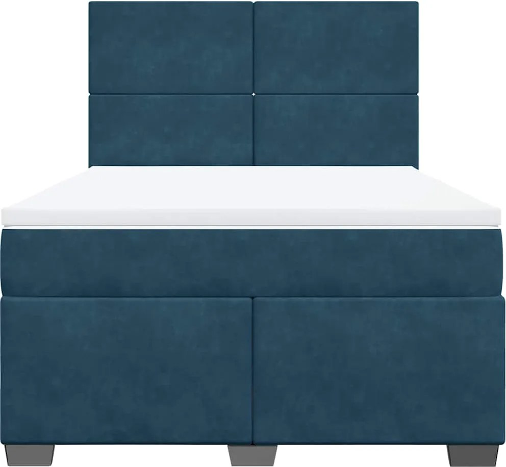 Box spring postel s matrací modrá 160 x 200 cm samet 3290952