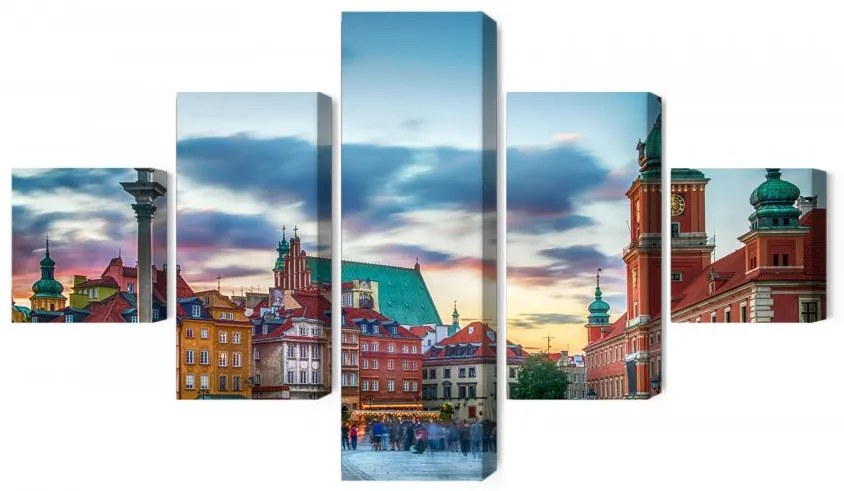 Vícedílný obraz Panoramatický Pohled Na Královský Hrad Ve Varšavě Nedostatek Nedostatek Přírodní plátno 150x90