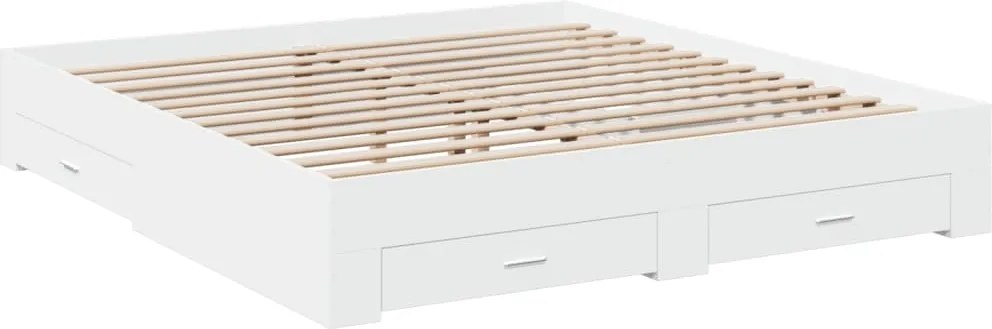 Rám postele se zásuvkami bílý 200 x 200 cm kompozitní dřevo 3280356
