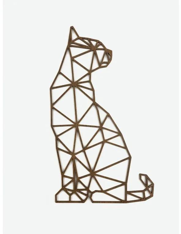 Sedící kočka - dřevěný polygonální obraz na zeď od 2opice.cz Materiál: ČERNÝ EBEN, Velikost (mm): 670 x 405