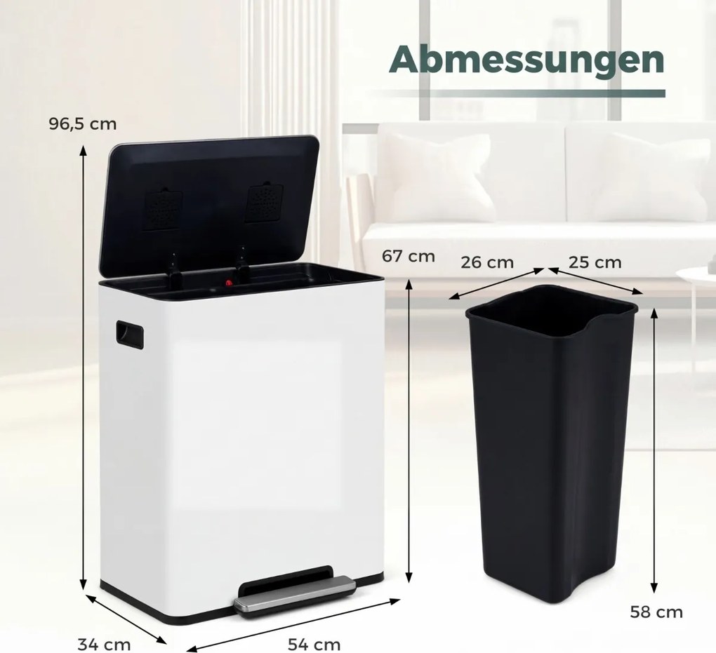 Costway 60 L kuchyňský odpadkový koš z nerezové oceli s pedálem a měkkým
