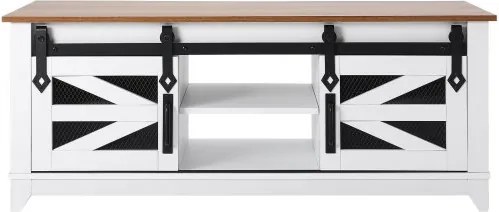 121,9 cm konferenční stolek Farmhouse 2patrový obdélníkový stůl s posuvnými dveřmi